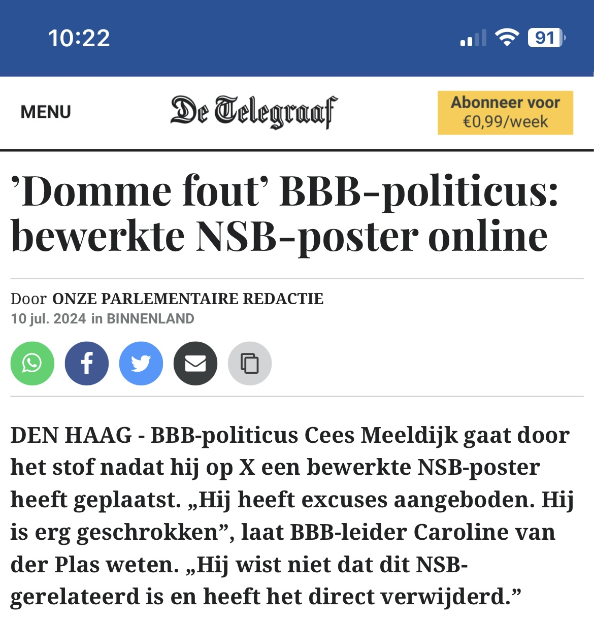 DUMPERT - BBB meneer post NSB poster op X