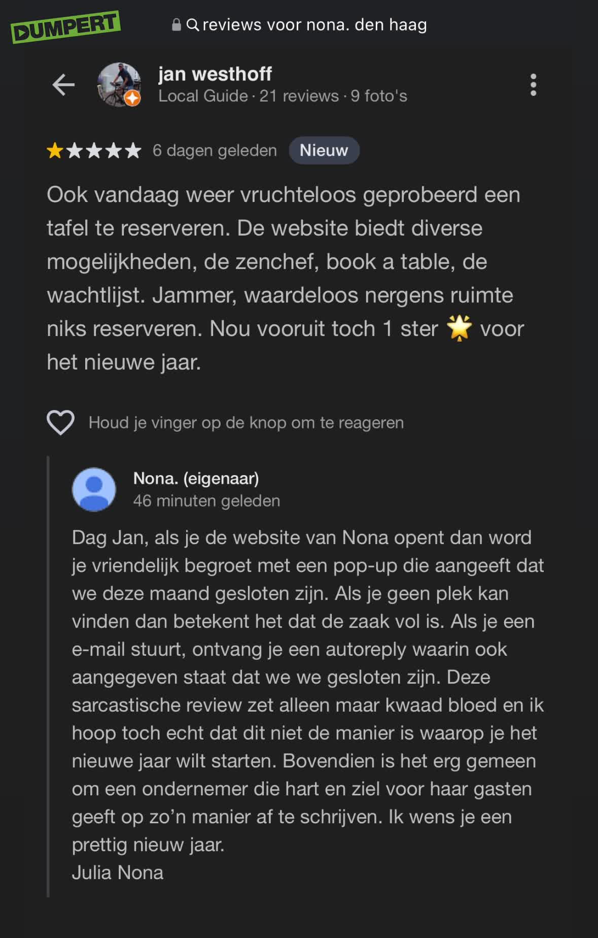 DUMPERT - Jan is een lul