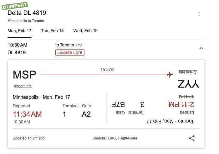 DUMPERT - Boarding pass naar Toronto