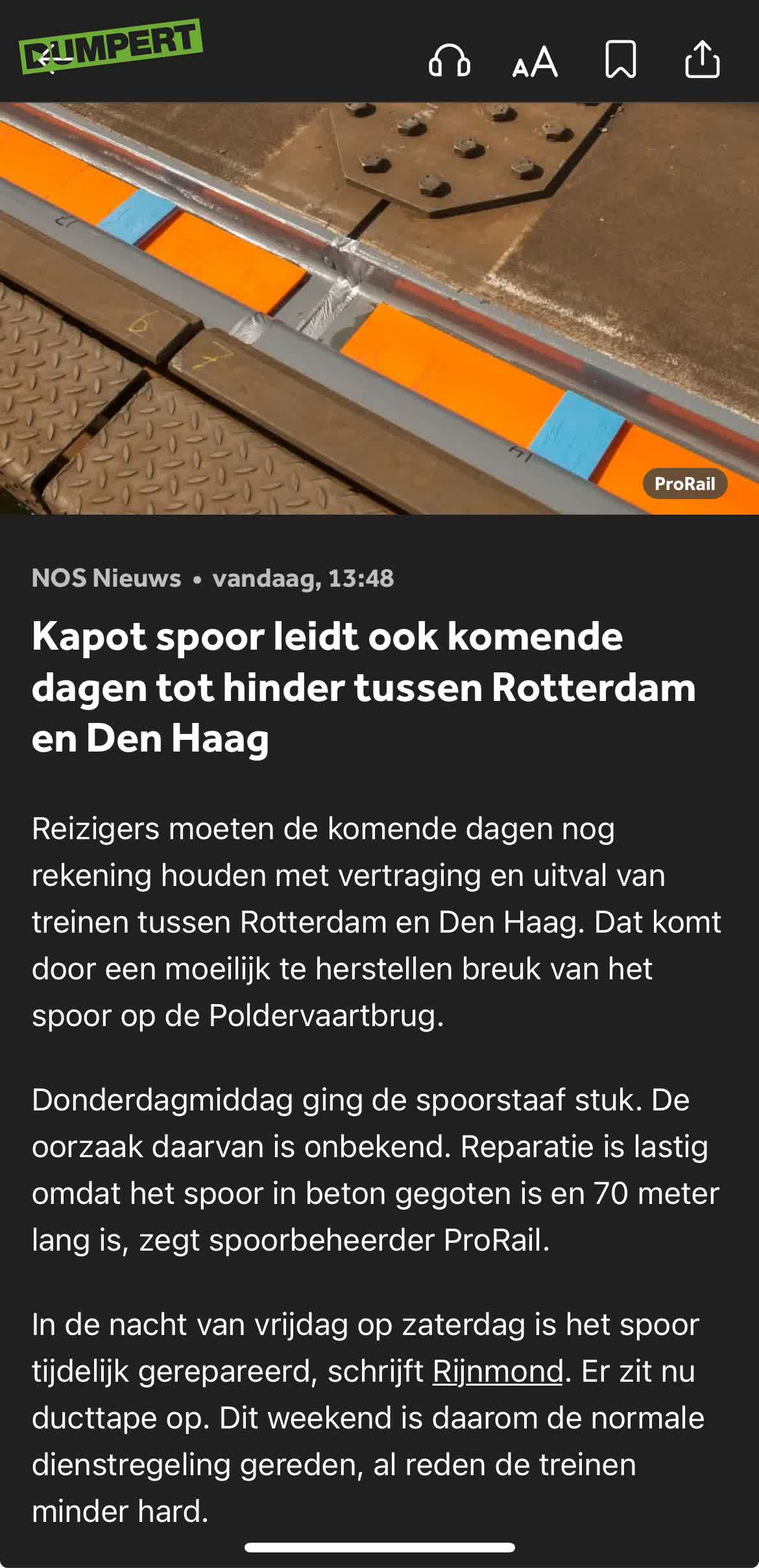DUMPERT - Treinrails kapot? Plakbandje er op!