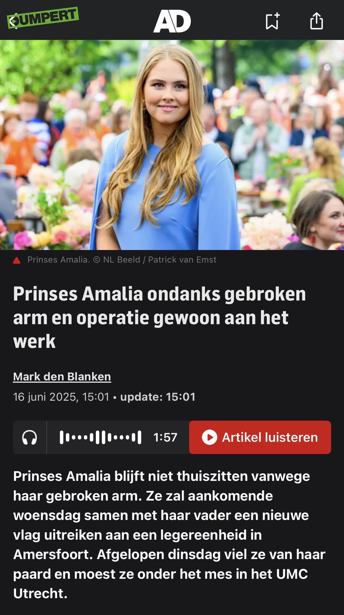 DUMPERT - Groot nieuws: Onze prinses ‘werkt’ gewoon door