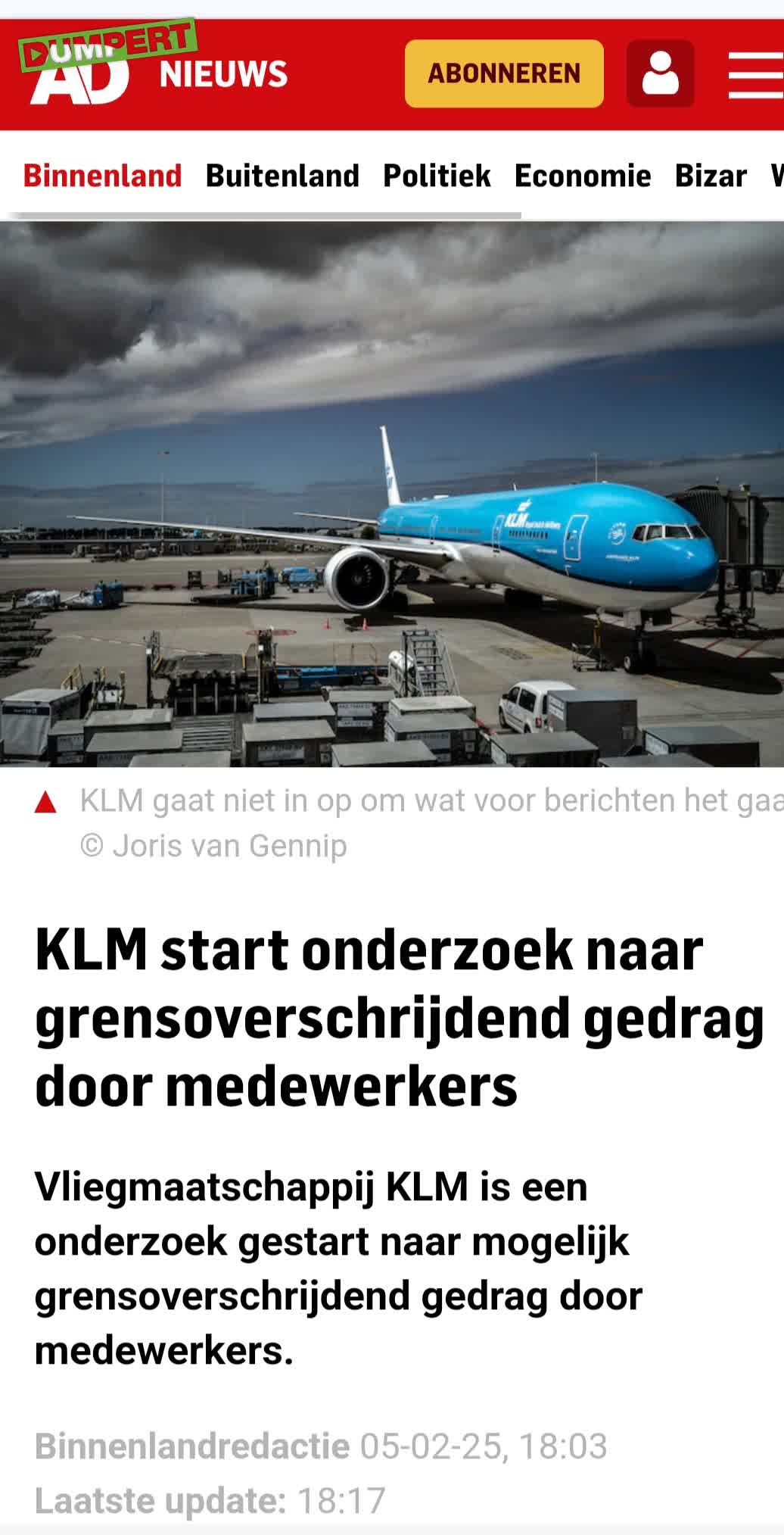 DUMPERT - Nu al dé krantenkop van 2025