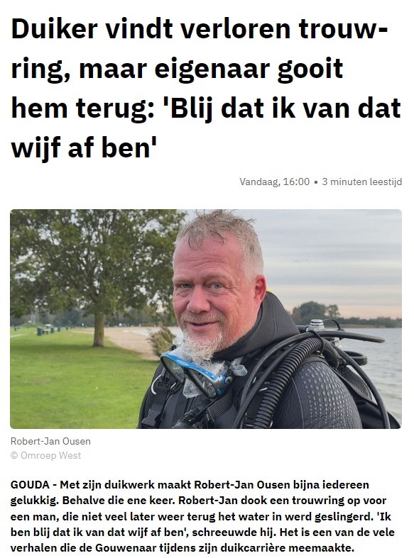 DUMPERT - Duiker vindt verloren trouwring