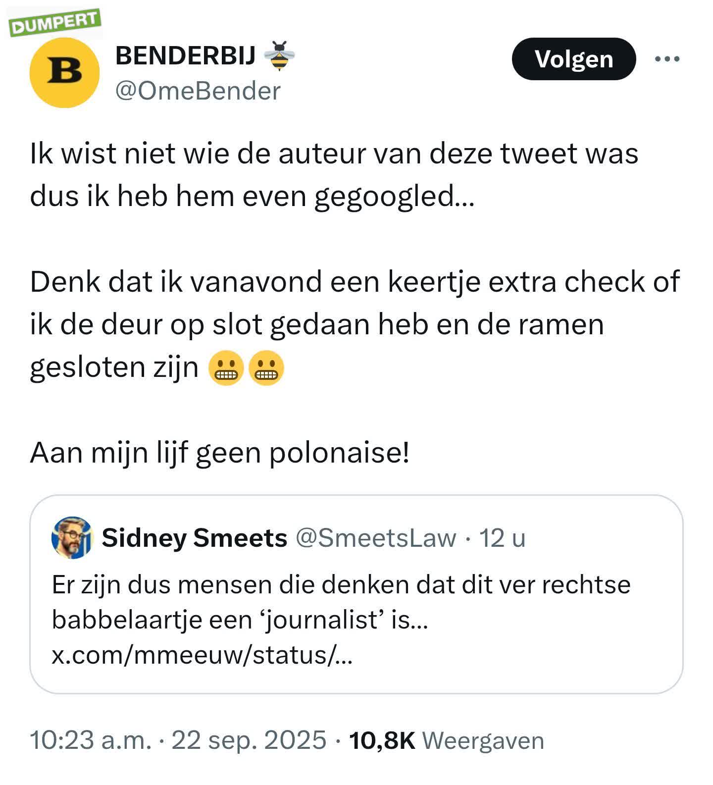 DUMPERT - Sidney Smeets in discussie met Bendr..