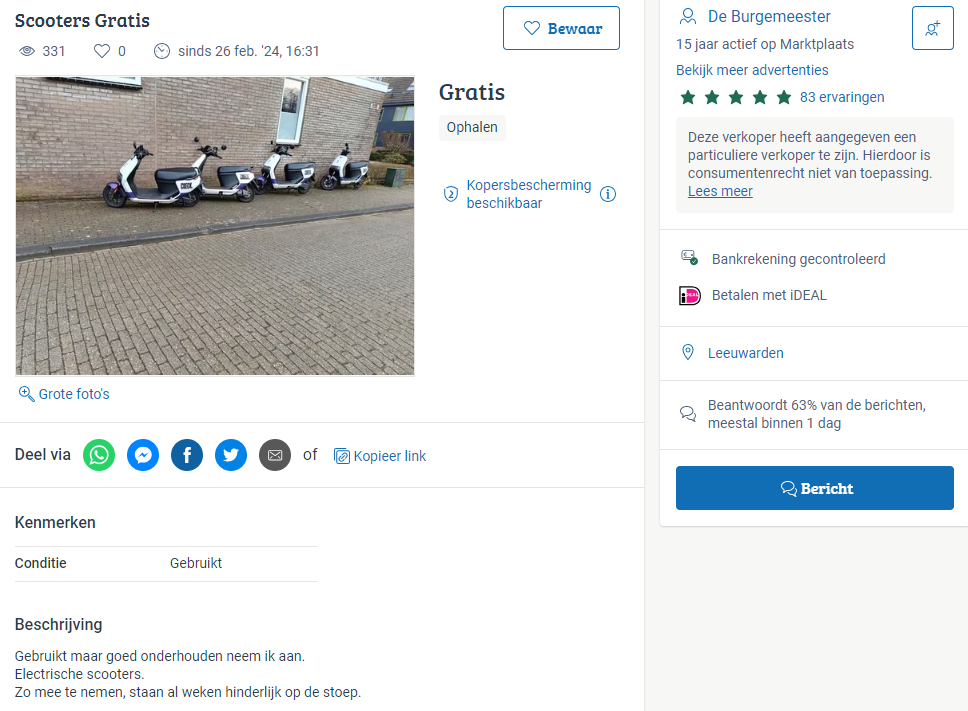 DUMPERT - Gratis scooter te koop