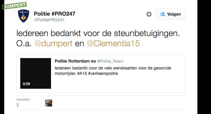 DUMPERT - Politie bedankt reaguurders voor de kaartjes